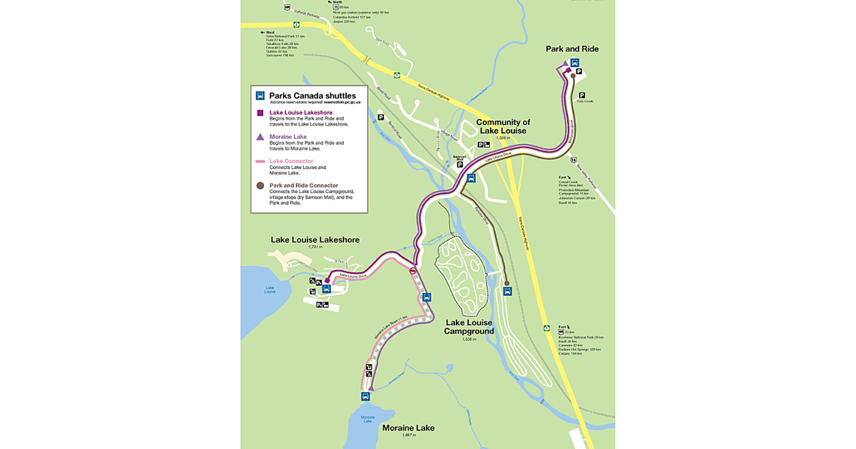 Lake Louise Shuttle Routes